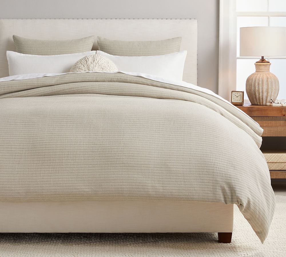 European Striped Dobby Linen Duvet Cover | Pottery Barn