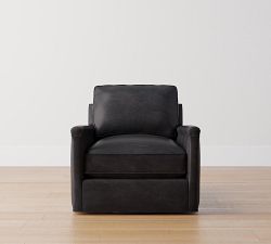 Tyler Square Arm Leather Swivel Chair | Pottery Barn
