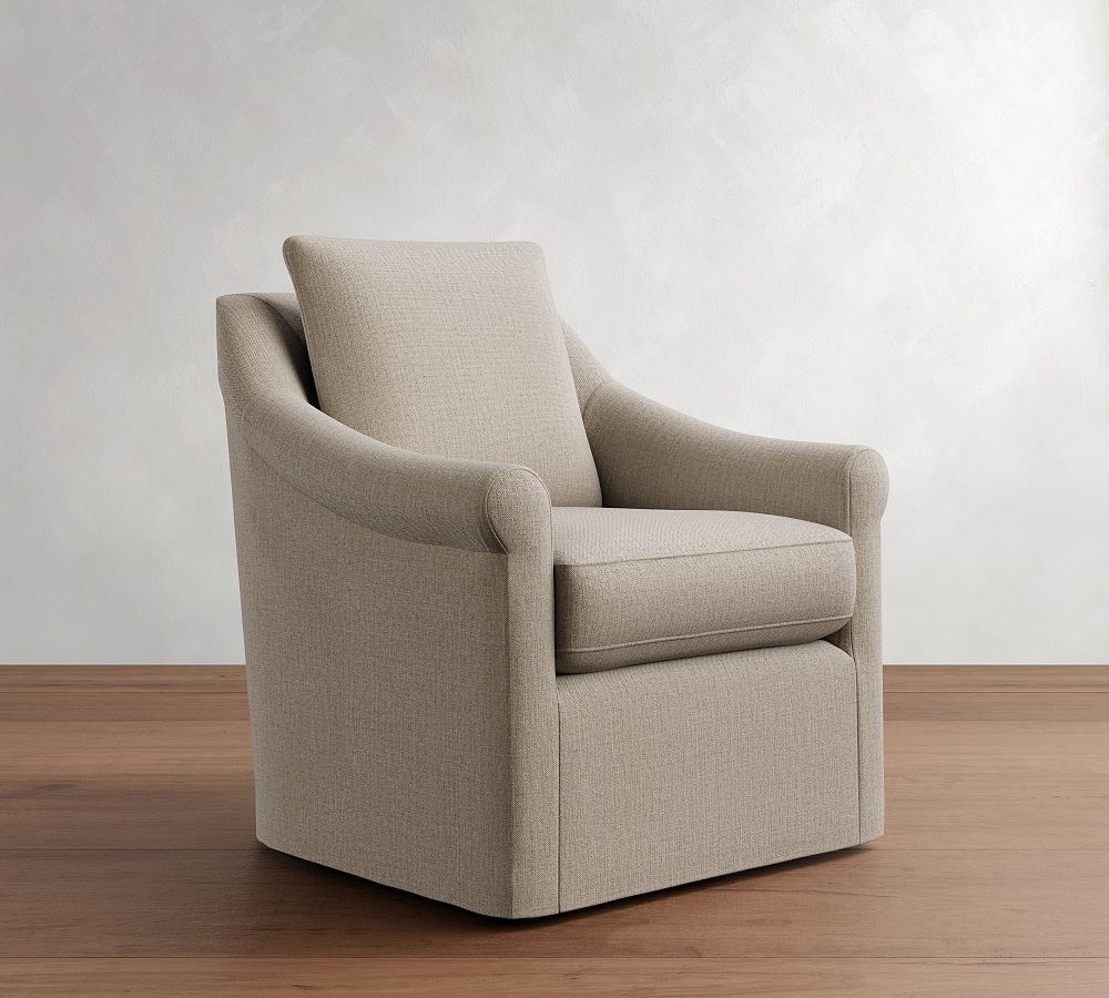 Ayden Roll Arm Slipcovered Swivel Glider | Pottery Barn