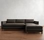 Jake Leather Brindle Wood Base Chaise Sectional (111"–121") | Pottery Barn