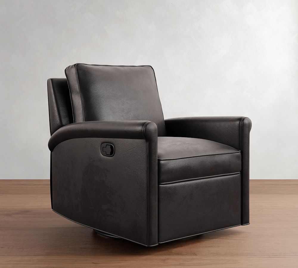 Tyler Roll Arm Leather Swivel Recliner | Pottery Barn