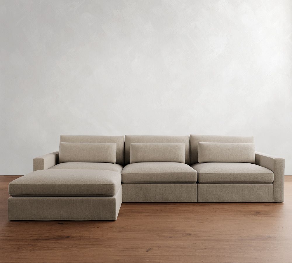 Westwood Square Arm Slipcovered Modular Chaise Sectional (142 ...