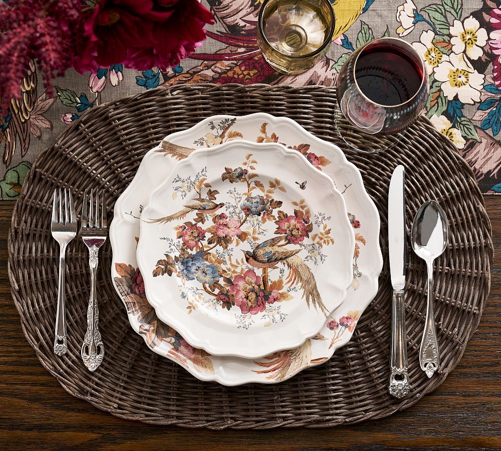 Piper Floral Bird 8-Piece Dinnerware Set | Pottery Barn