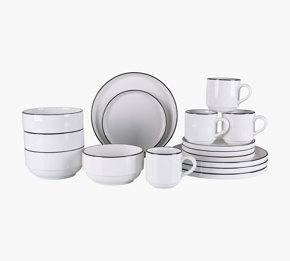 Bistro Porcelain Stackable Dinnerware Set | Pottery Barn