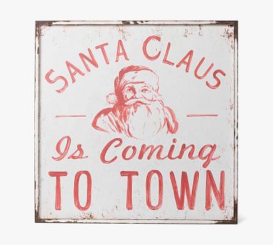 Santa Claus Is Coming To Town Vintage Wall Art | Pottery Barn
