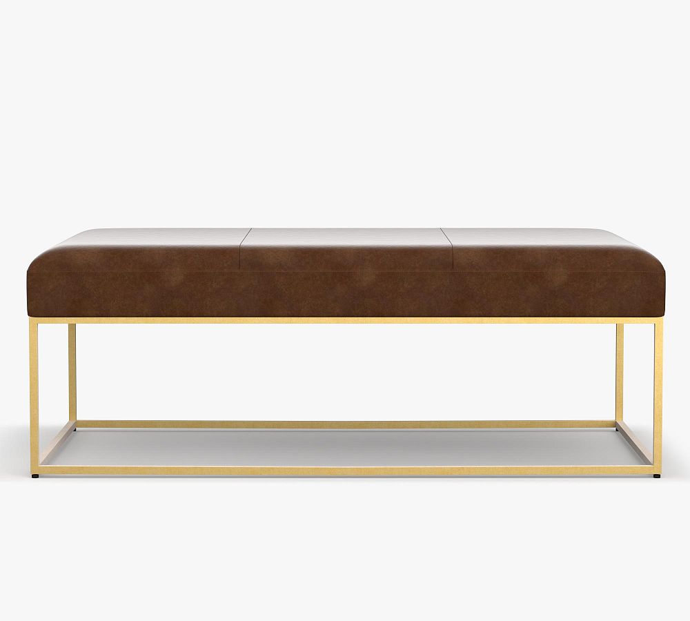Millie Leather Rectangular Ottoman | Pottery Barn