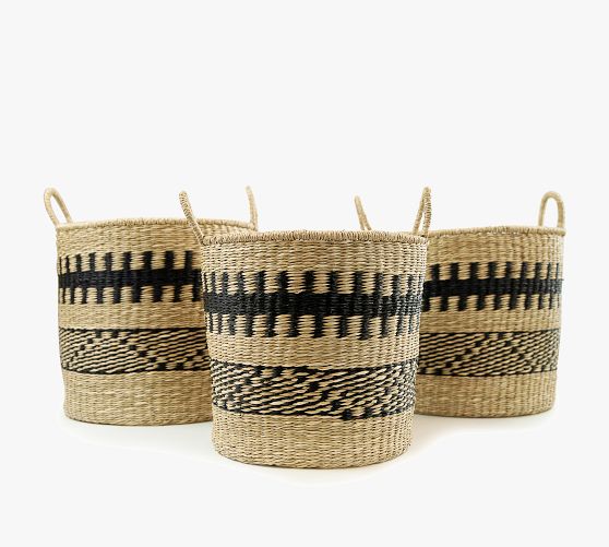 Seagrass Zig Zag Woven Baskets - Set of 3 | Pottery Barn