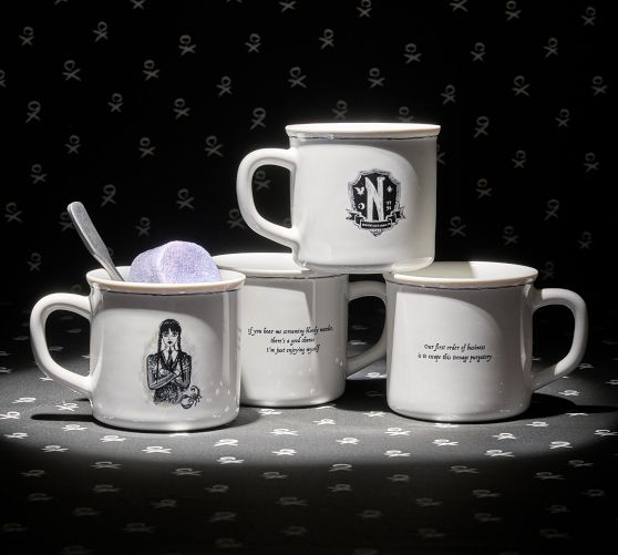 Wednesday Decal Stoneware Mugs - Mixed Set of 2 | Pottery Barn