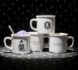 Wednesday Decal Stoneware Mugs - Mixed Set of 2 | Pottery Barn