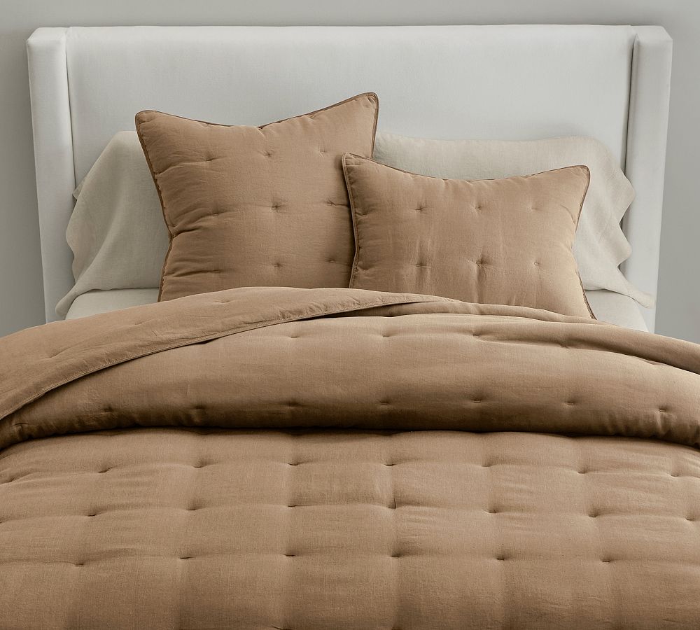 Belgian Flax Linen Comforter - Flagstone | Pottery Barn