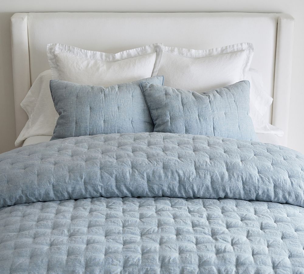 Belgian Flax Linen Tufted Quilt | Pottery Barn
