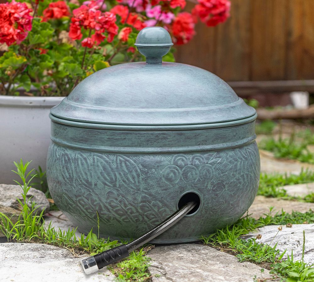 Joanna Blue Verde Hose Pot with Lid | Pottery Barn