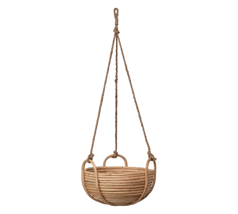 Andi Woven Rattan Hanging Planter | Pottery Barn