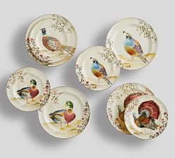 Botanical Harvest Bird Stoneware 8-Piece Dinnerware Set | Pottery Barn