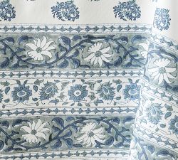 Sophia Floral Block Print Oilcloth Outdoor Tablecloth | Pottery Barn