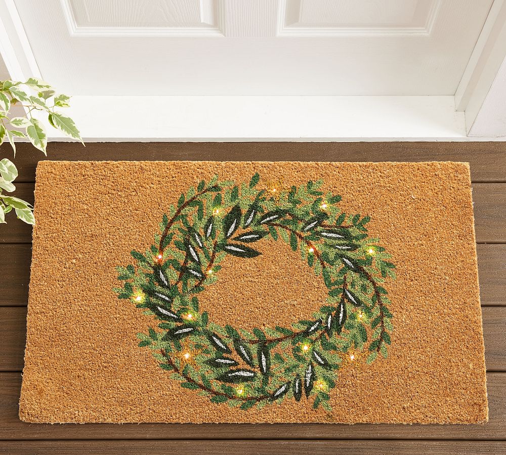 Wreath Light Up Doormat | Pottery Barn