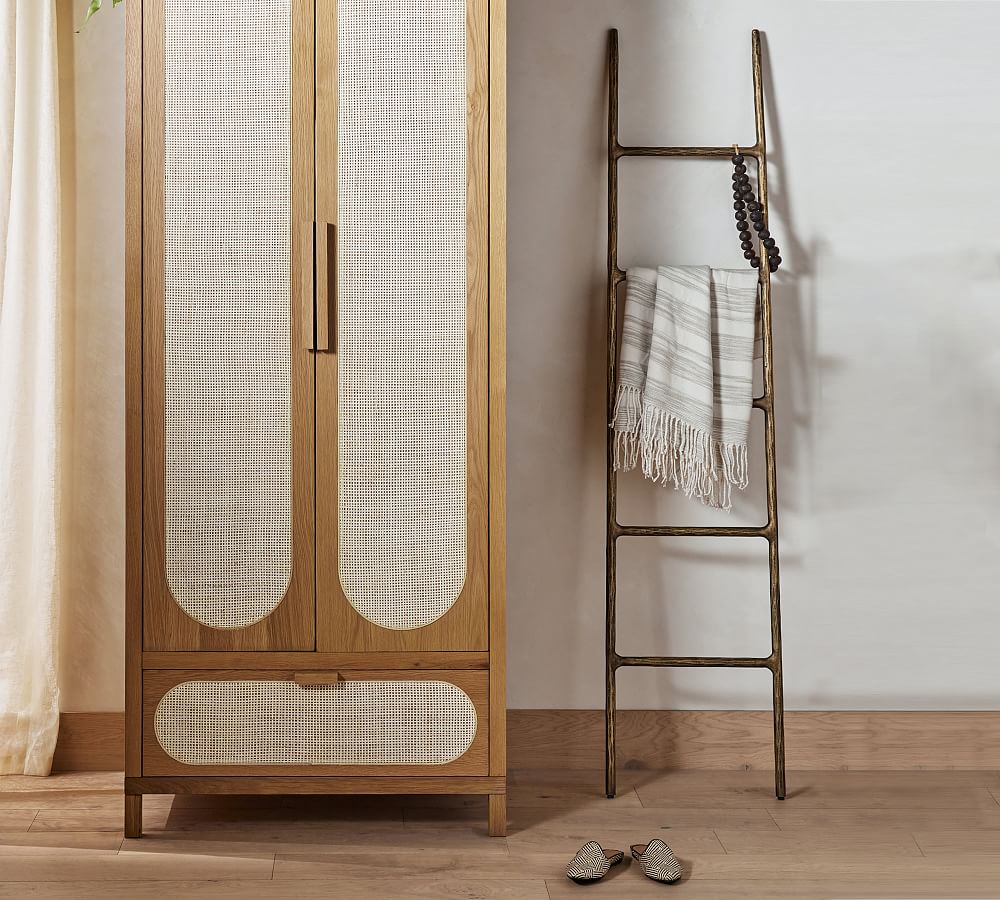 Antique Leaning Brass Ladder Rack | Pottery Barn