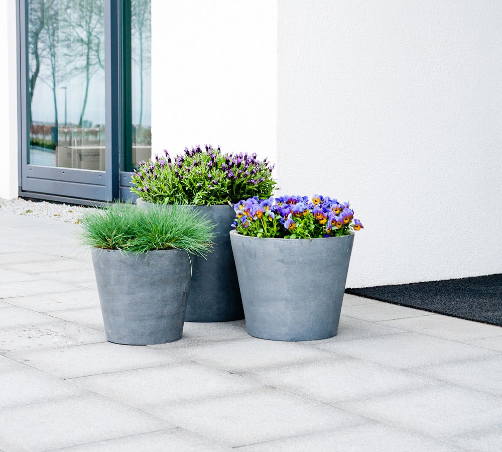 Lightweight Handcrafted Fiber Stone Cylinder Indoor/Outdoor Planter ...