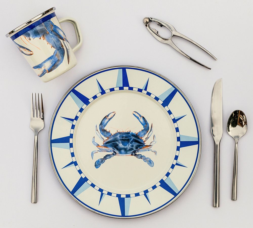 Golden Rabbit Blue Crab Enamel Collection | Pottery Barn
