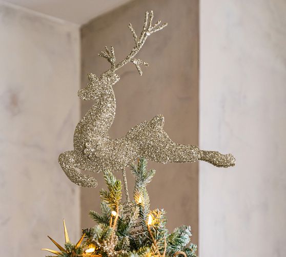 Glitter Stag Tree Topper | Pottery Barn