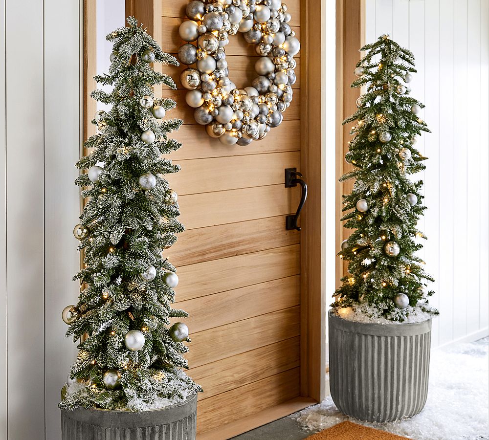 Lit Faux Frosted Pine Christmas Tree With Ornaments - 4 Ft. | Pottery Barn