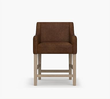 Classic Leather Slope Stool | Pottery Barn