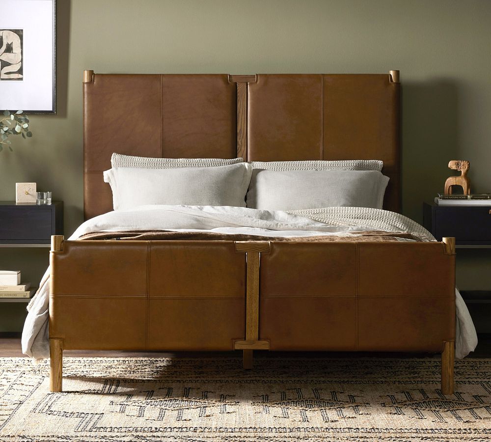 Hester Leather Platform Bed | Pottery Barn