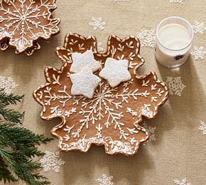 Gingerbread Snowflake Stoneware Platter | Pottery Barn