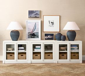 Dillon Grand Glass Cabinet Media Console (108") | Pottery Barn