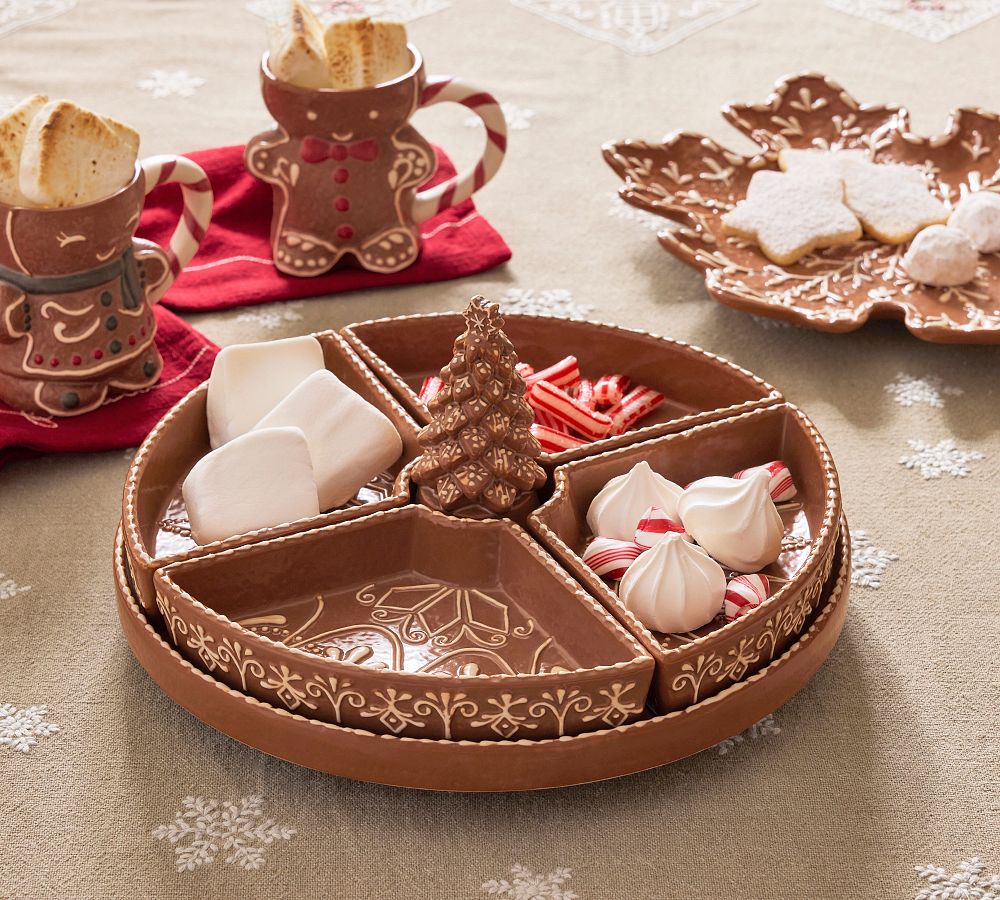 Gingerbread Stoneware Lazy Susan | Pottery Barn