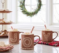 Gingerbread Stoneware Alphabet Mug | Pottery Barn