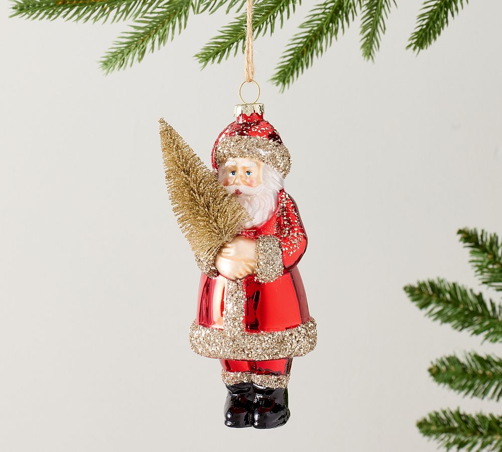 Mercury Santa with Tree Christmas Ornament | Pottery Barn
