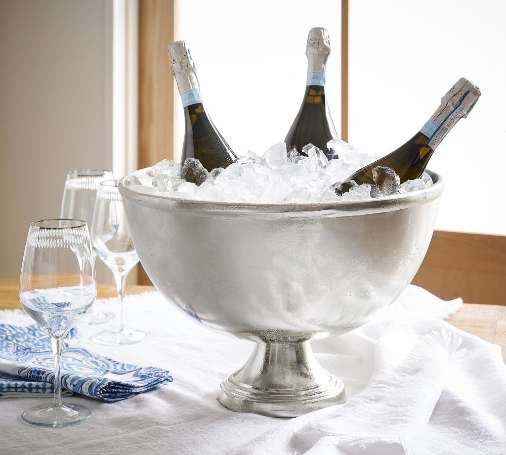 Rustic Metal Handcrafted Footed Champagne Bucket | Pottery Barn