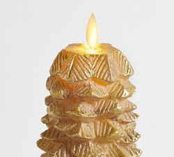 Premium Flickering Flameless Tree Candle - Gold | Pottery Barn