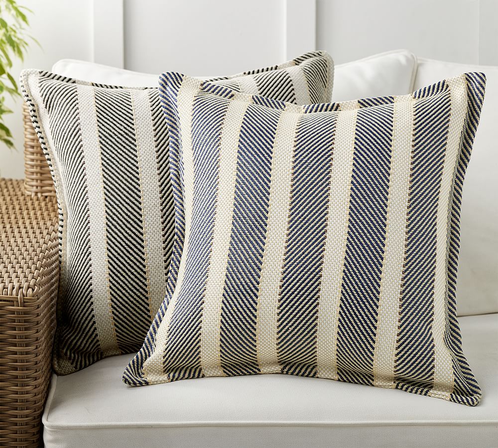 Aviv Striped Outdoor Pillow | Pottery Barn