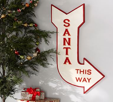 Santa This Way Sign Wall Art | Pottery Barn