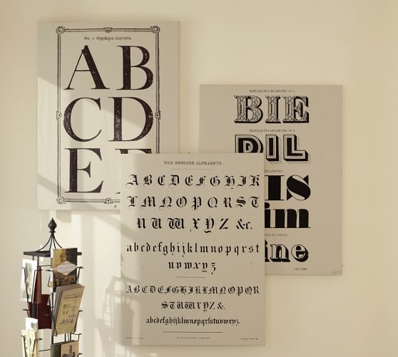 Stretched Typograpy Canvas, Set of 3 | Pottery Barn