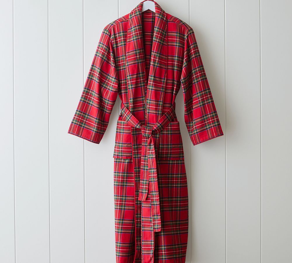 Stewart Plaid Yarn Dye Flannel Robe | Pottery Barn