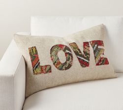 Love Patchwork Lumbar Pillow | Pottery Barn