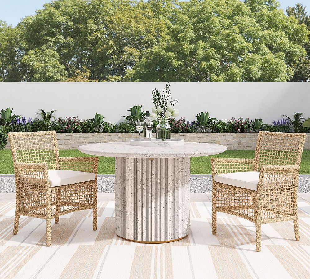 Ellie Outdoor Round Dining Table, Light grey | Pottery Barn