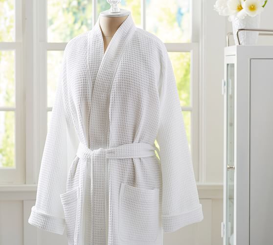 Short Waffle Weave Resort Robe | Pottery Barn