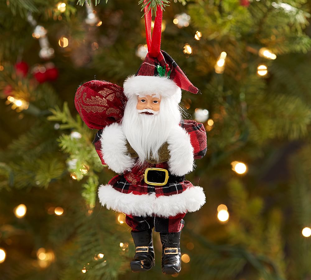 Plaid Santa Clause Christmas Ornament | Pottery Barn