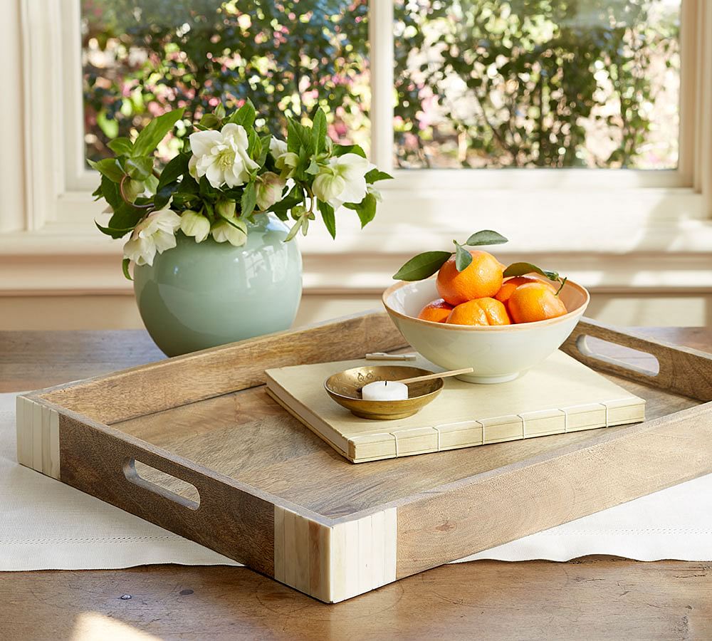 Ivory Bone Rim Tray | Pottery Barn