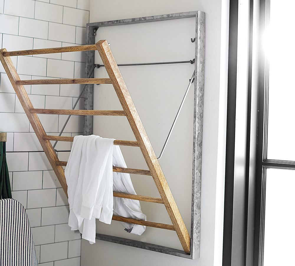 Galvanized Wall-Mount Laundry Drying Rack | Pottery Barn