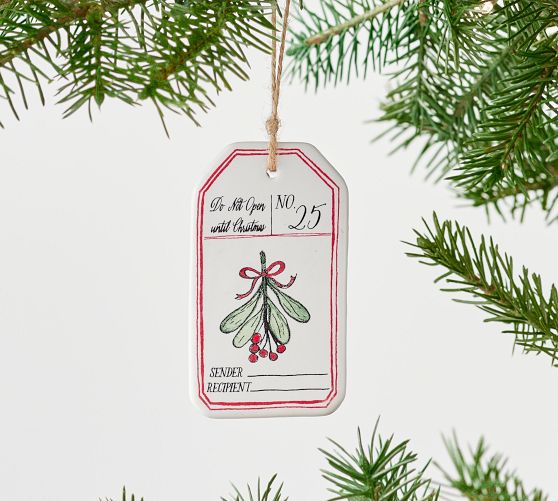 Maybelle Ceramic Gift Tag Ornament | Pottery Barn