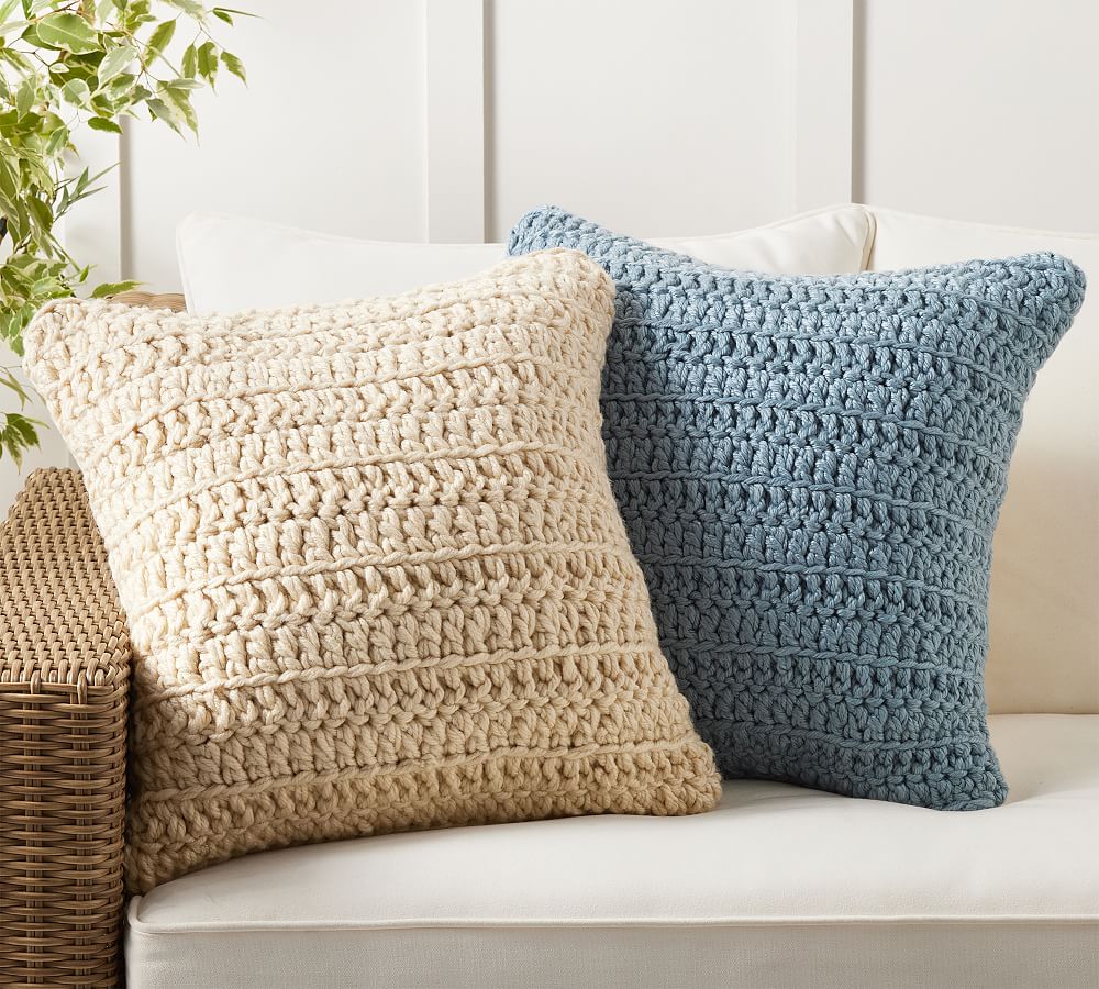 Darcy Textured Handknit Outdoor Pillow | Pottery Barn