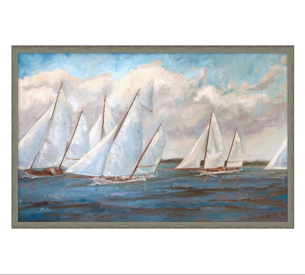Long Race Hand Embellished Framed Canvas Print | Pottery Barn