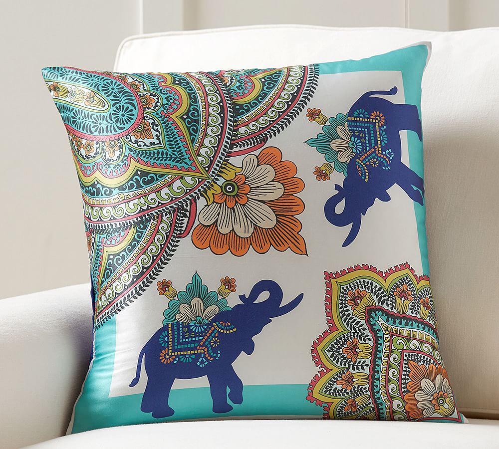 Elephant Scarf Print Decorative Pillow Cover | Pottery Barn