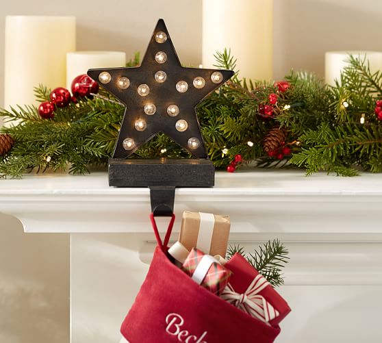 Lit Bronze Stocking Holder - Star | Pottery Barn
