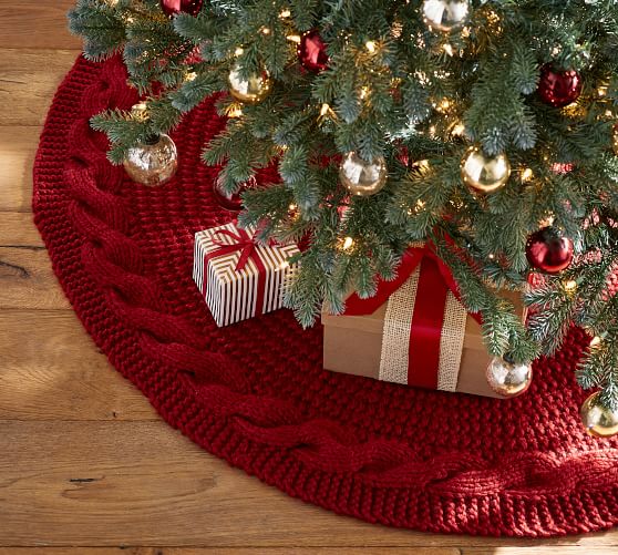 Chunky Cable Knit Tree Skirt | Pottery Barn